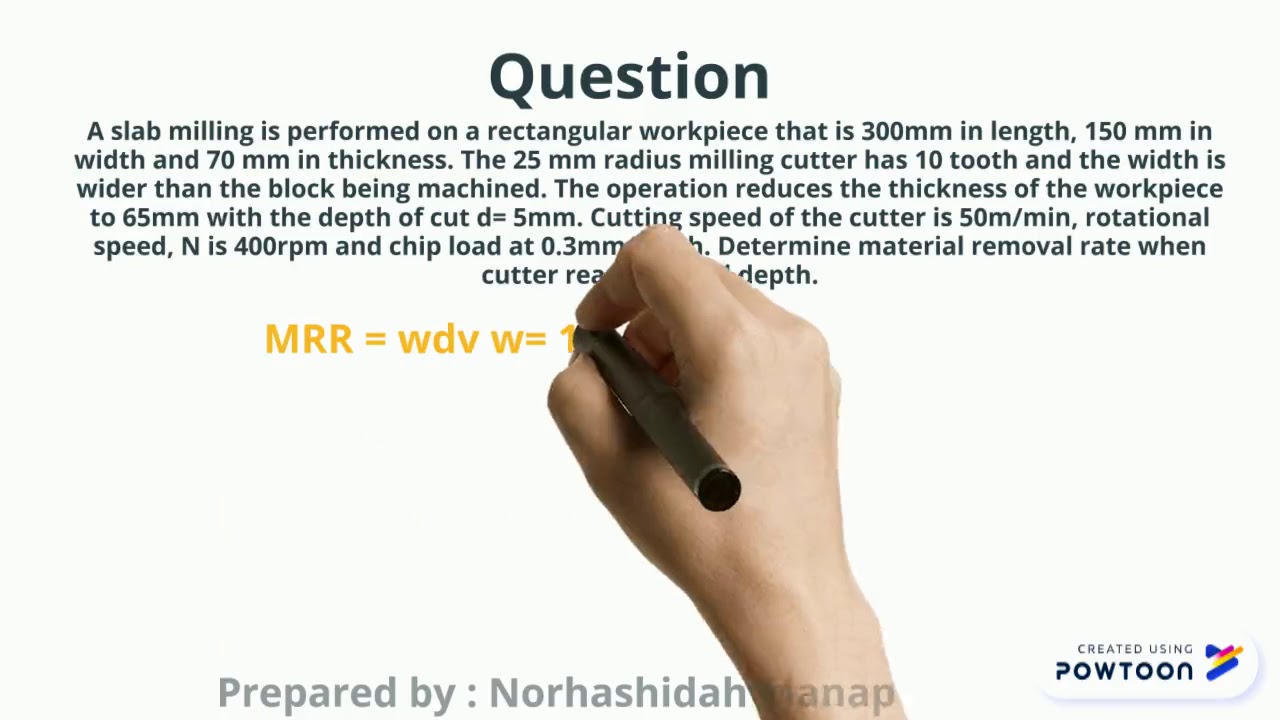 Material Removal Rate (MRR) in Milling Process