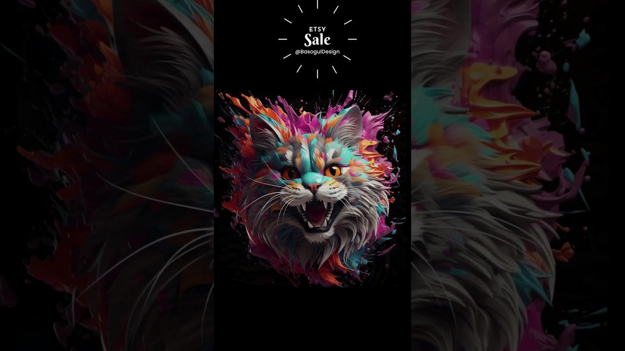 24 Splash Cat Head Clipart PNG, 300 DPI, 4K, Transparent background images, Colorful 3d #splashart