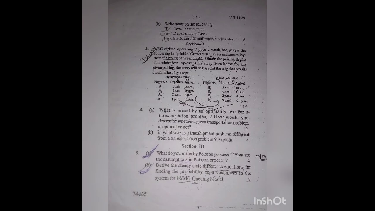 OPERATION REASERCH || MSC MATHS 2ND SEM MDU 2015