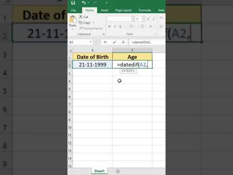 Calculate Age Excel/How to calculate Age from Date of Birth in Excel