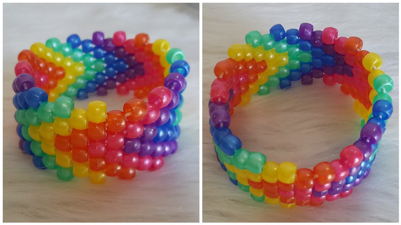 Rainbow arrow kandi cuff tutorial