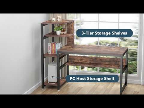 Tribesigns Computer Desk with Shelves and Hutch,Rustic 58 Inch Home Office Desks