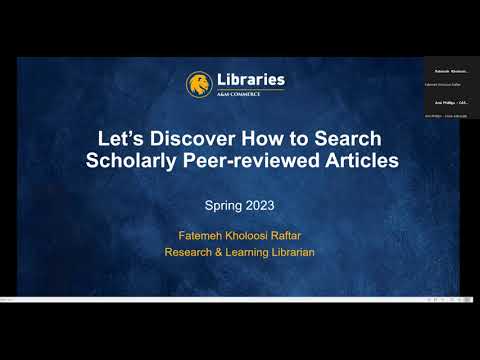 Let's Discover How to Search Scholarly Peer reviewed Articles
