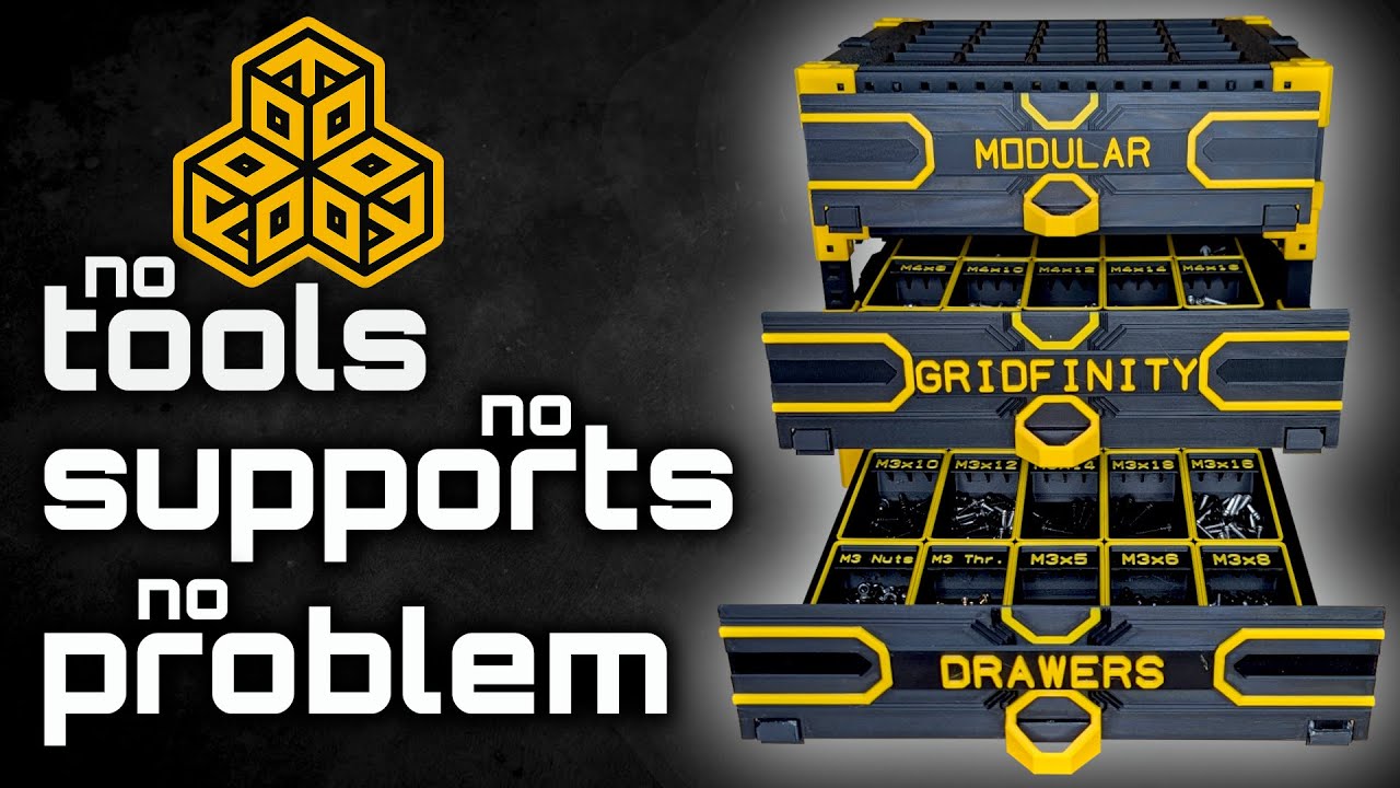 Supportless Gridfinity Drawers: Full Extension & 100% Printed