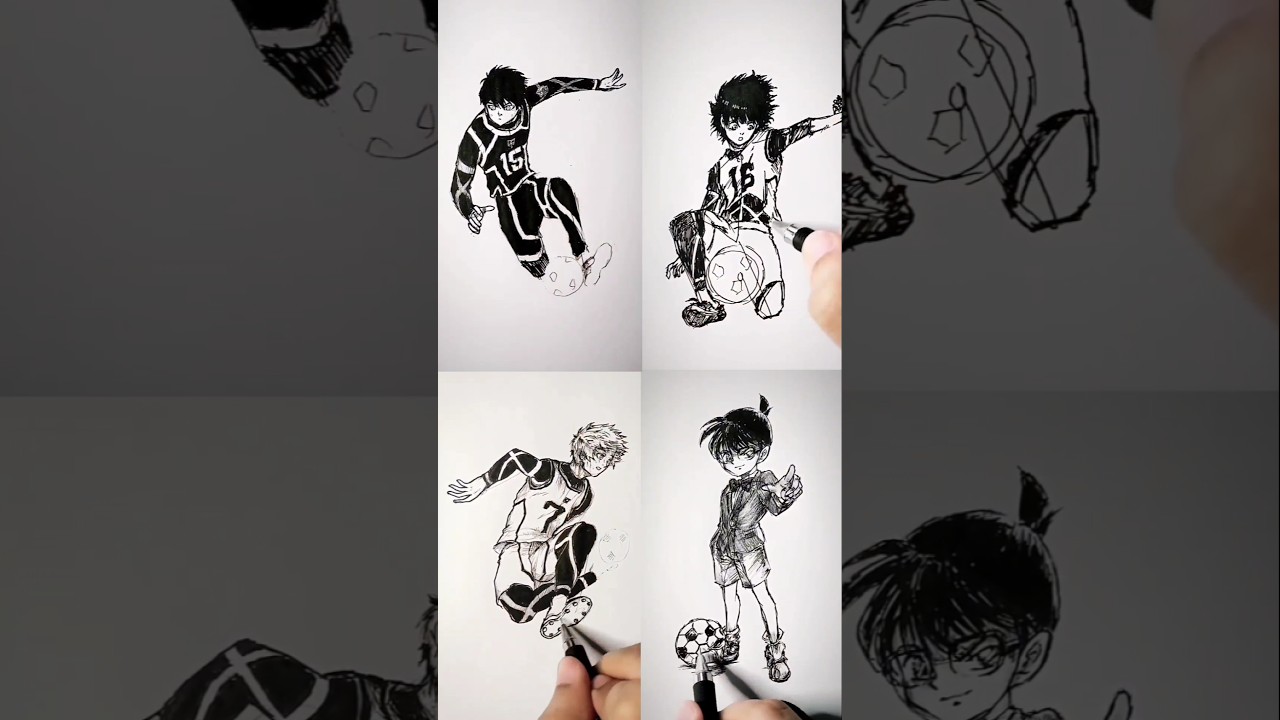 Speed drawing StickMan FootBall Players 😳 #shorts #anime #drawing