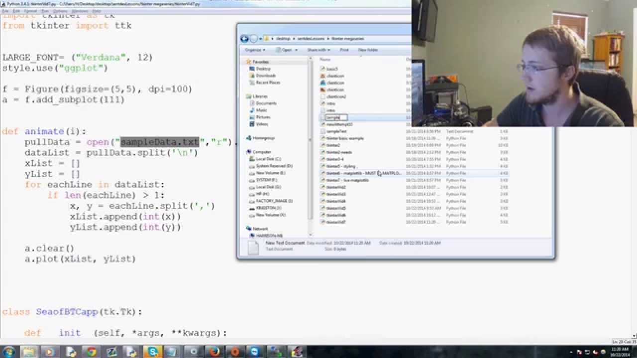 Live Matplotlib Graph in Tkinter Window in Python 3 - Tkinter tutorial Python 3.4 p. 7