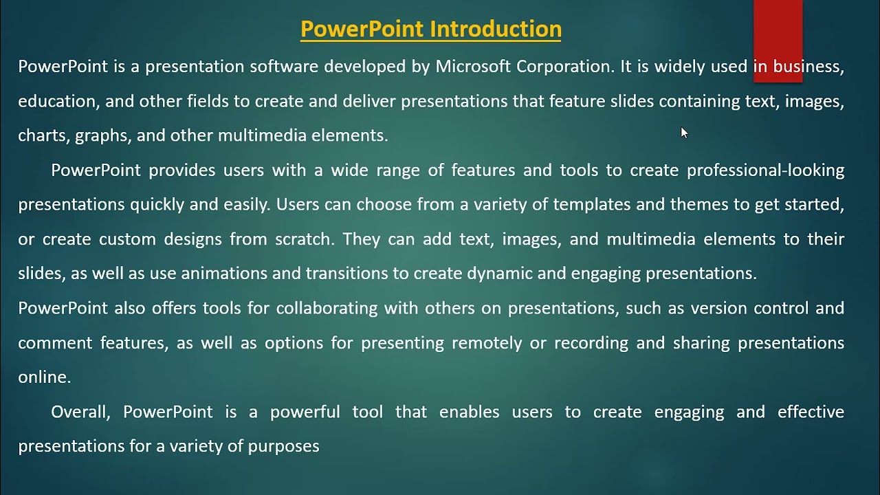 introduction to PowerPoint
