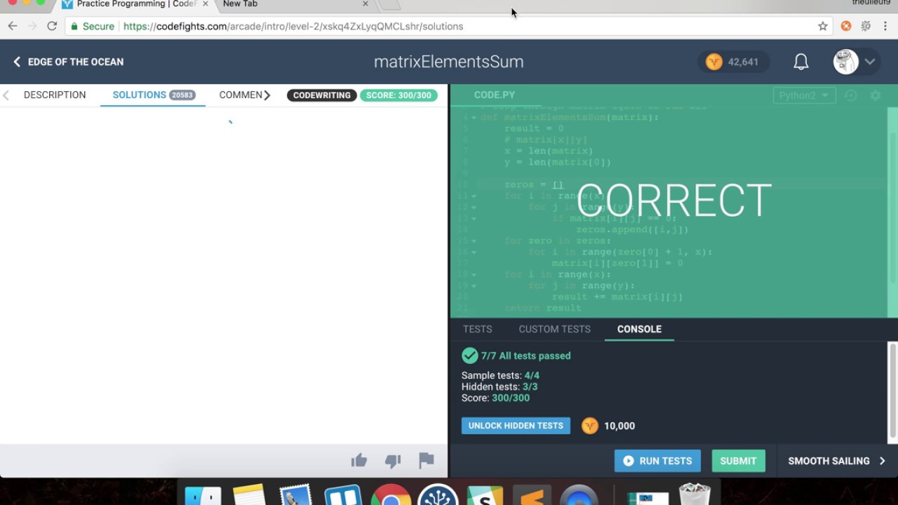 MatrixElementsSum - Codefights - Python