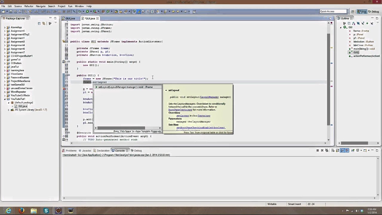 Java programming tutorial, creating a basic GUI interface