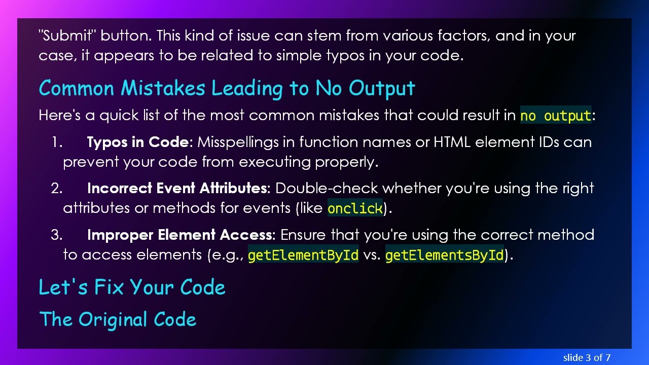 Troubleshooting No Output Issues in JavaScript Programs