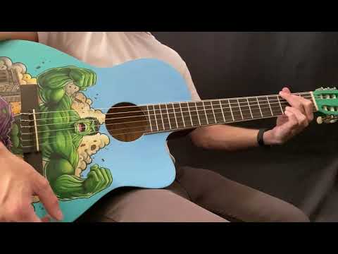 Hand painted Hulk classical guitar Marvel | Reverb