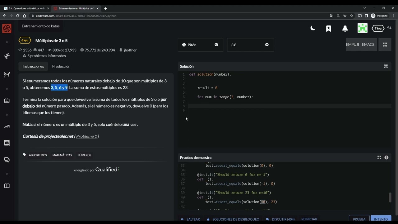 Codewars #6 Ejercicios con python (Kata 6)