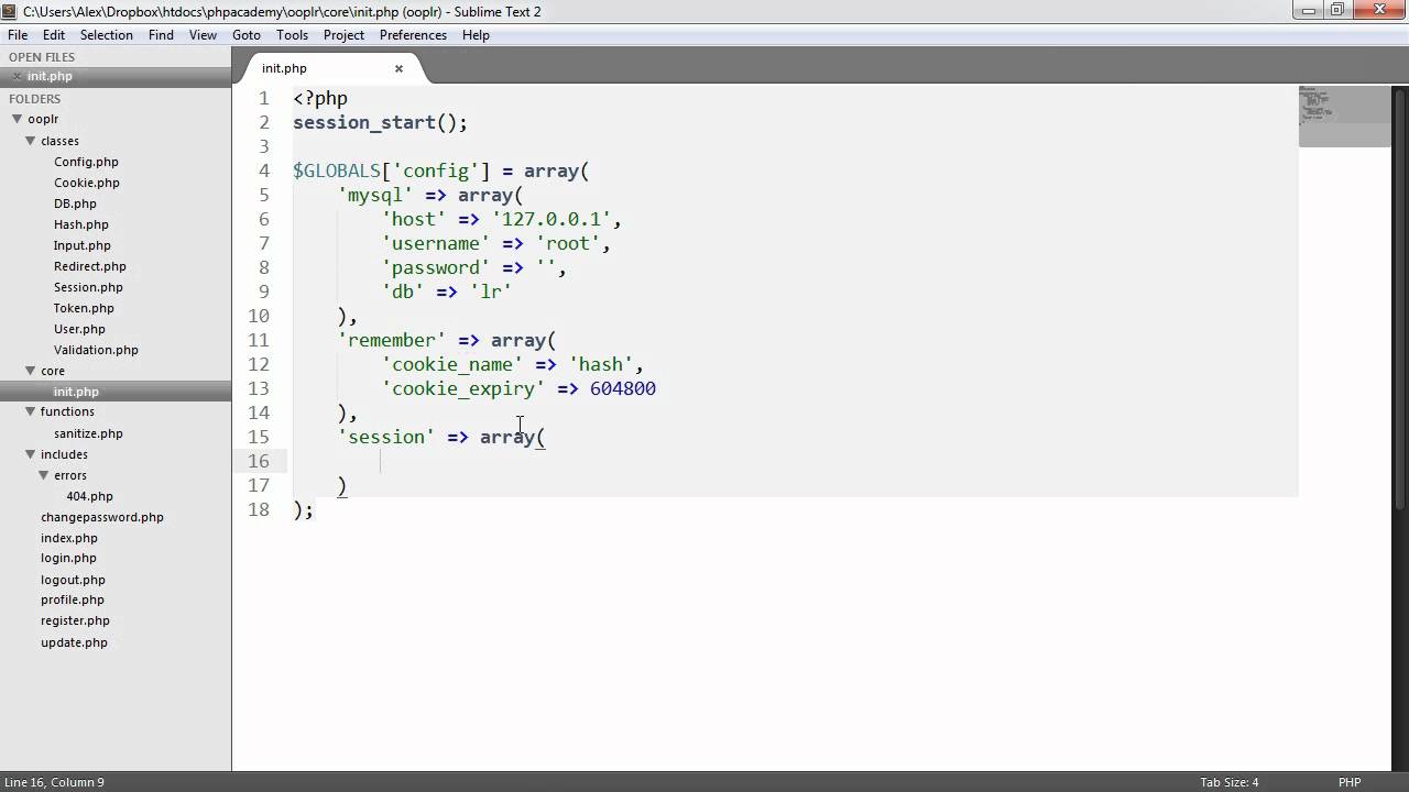 PHP OOP Login/Register System: Initialization (Part 4/23)
