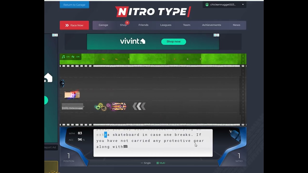 playing three rounds of nitro type to see my average typing speed #type #nitrotype #race