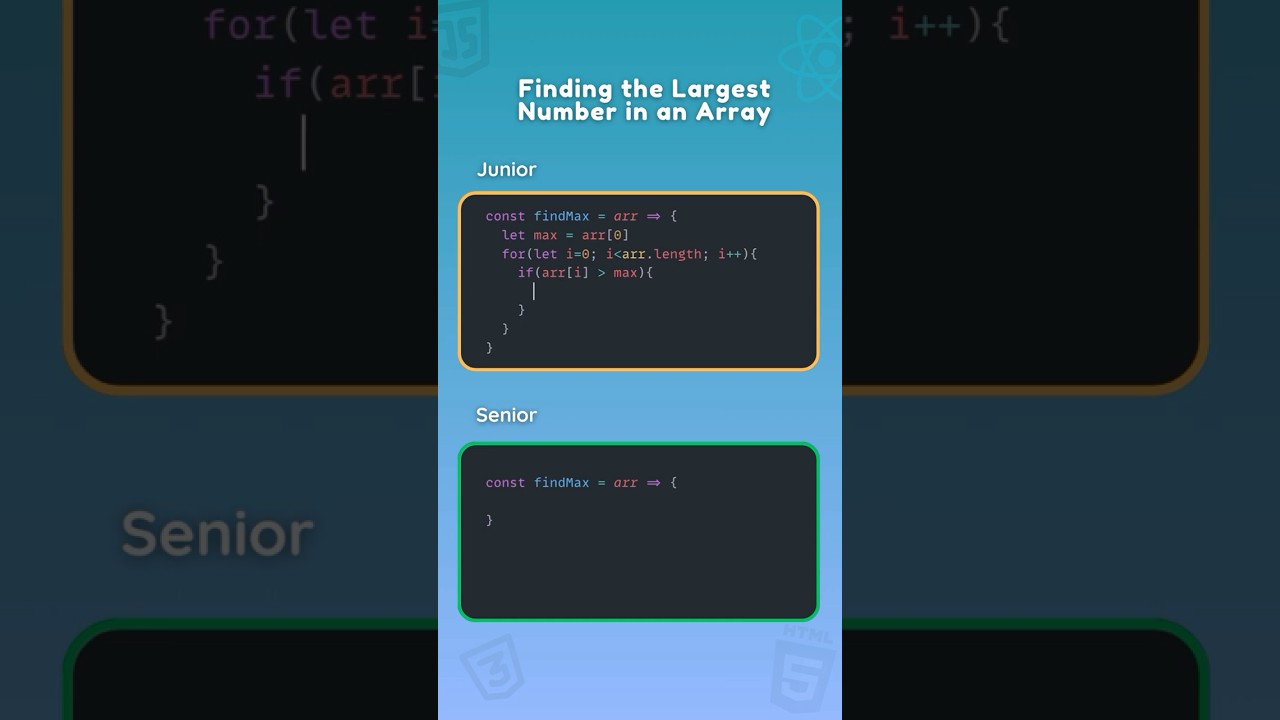 Junior vs Senior Frontend developer #programming #javascript #reactjs #development #coding#algorithm