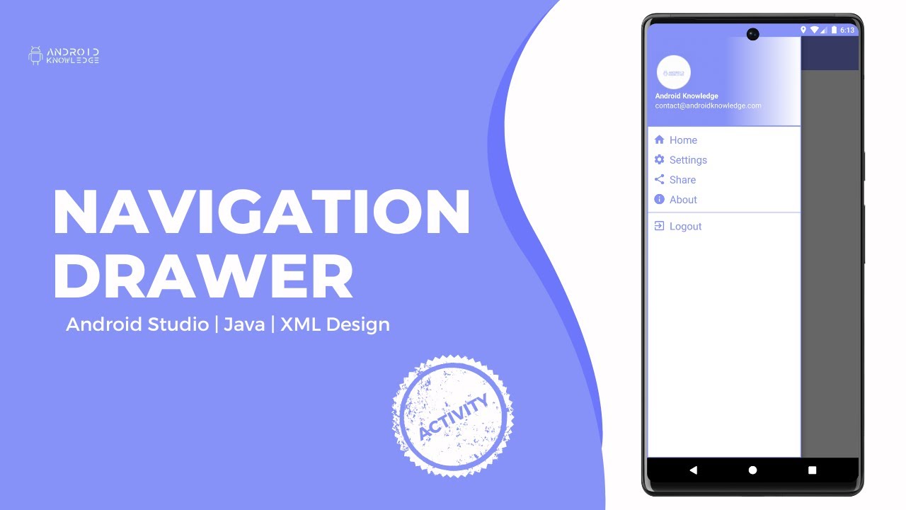 How to Implement Navigation Drawer With Activities in Android Studio Tutorials | Java