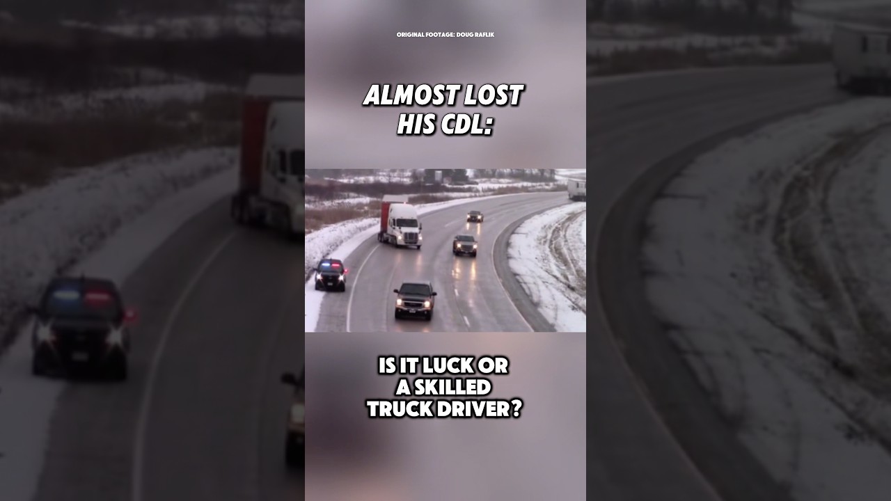 Is it luck or a skilled semi truck driver #trucking #highway #blackice