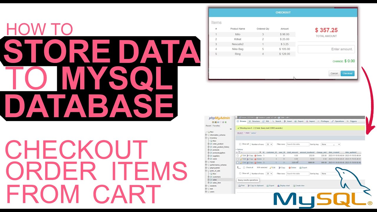 PHP Project: How To Store Data to MySQL Database - Checkout Order Items From Shopping Cart - Part 2