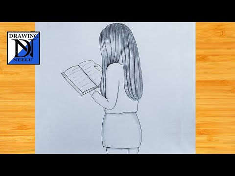 How to draw a girl reading book | Pencil sketch drawing tutorial | easy drawing | simple drawing