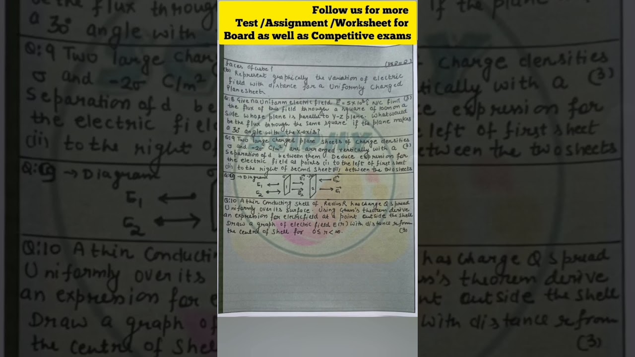 Class XII Physics Test & Assignment PDF with Answer key.