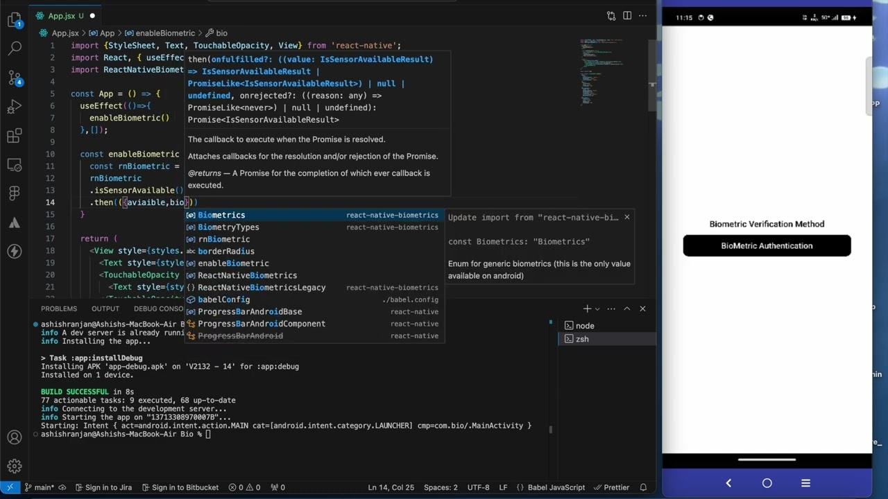 🔥 React Native Biometric Authentication | Face ID & Fingerprint Login | Secure App Access