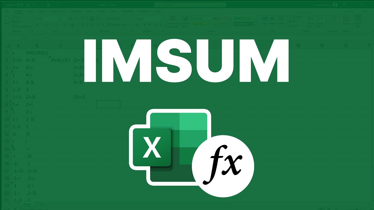 Add Complex Numbers - Excel IMSUM Function