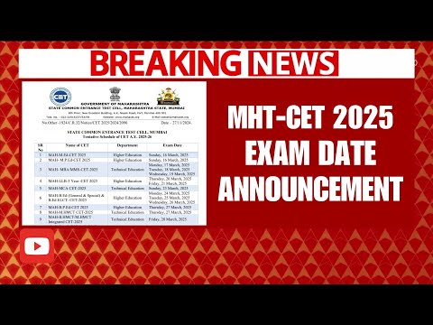 BREAKING NEWS - MHT-CET 2025 EXAM DATE ANNOUNCEMENT 😱😱 || MHT-CET 2025 #mhtcet