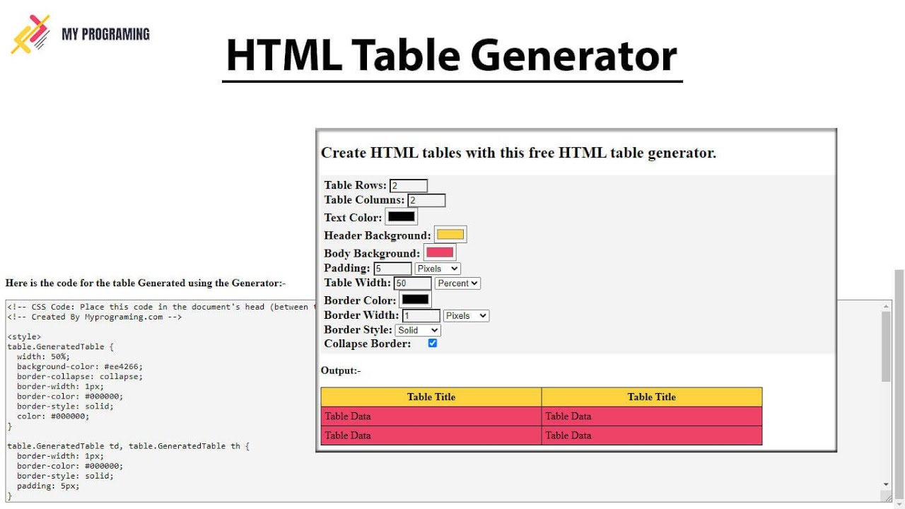 HTML Table Generator