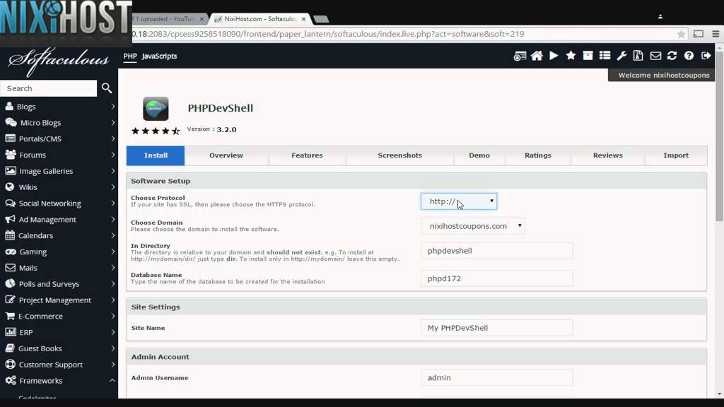 Installing PHPDevShell with Softaculous in cPanel