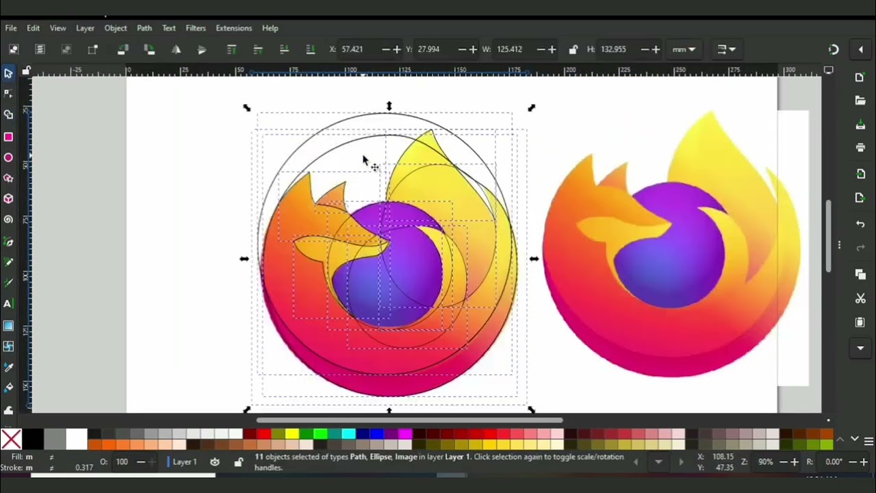 Recreate Mozilla Firefox logo in inkscape: beginners' tutorial