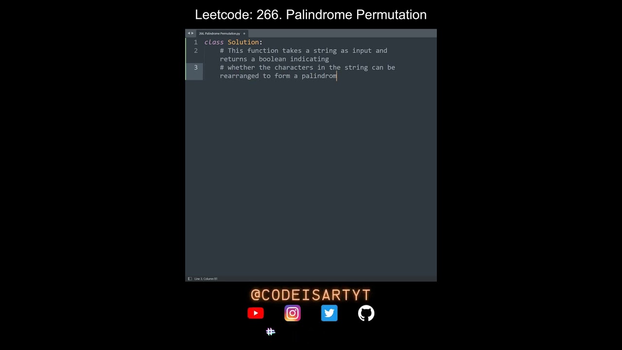 Leetcode 266. Palindrome Permutation in Python | Python Leetcode | Python Coding Tutorial | ASMR