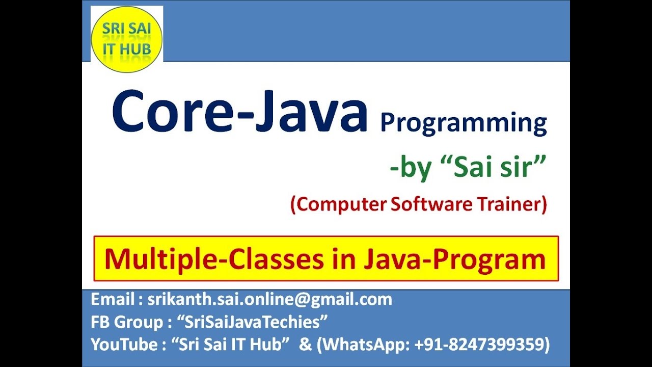 6. Multiple Classes in Single Java Program