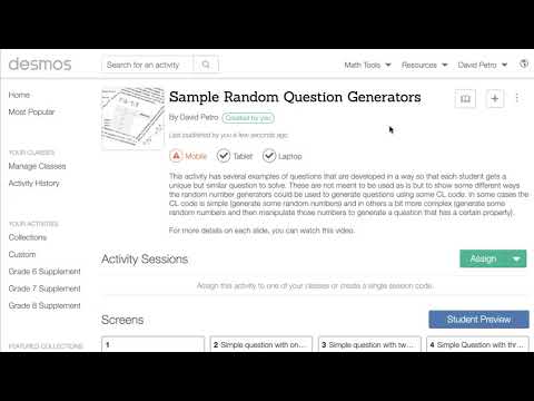 Sample Random Question Generator via Desmos