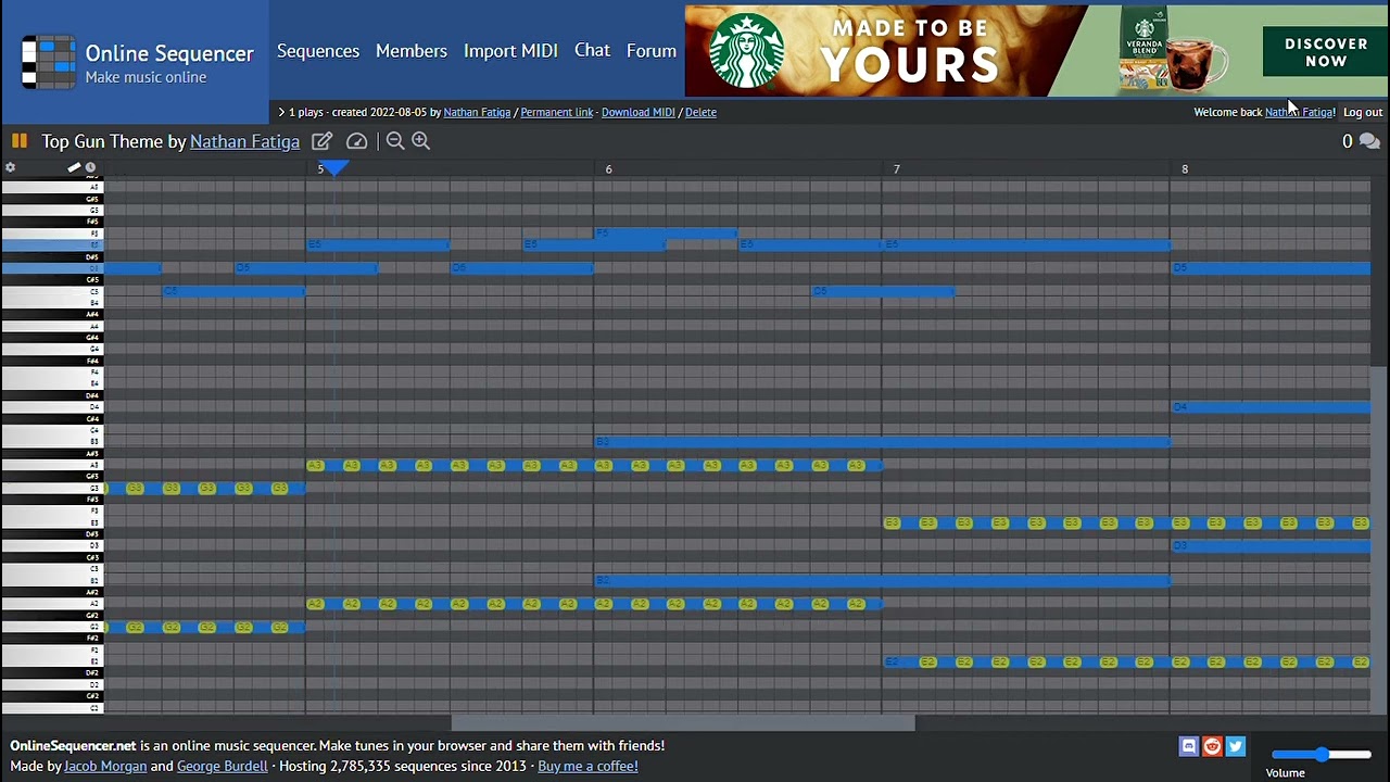 Top Gun Theme with Onlinesequencer