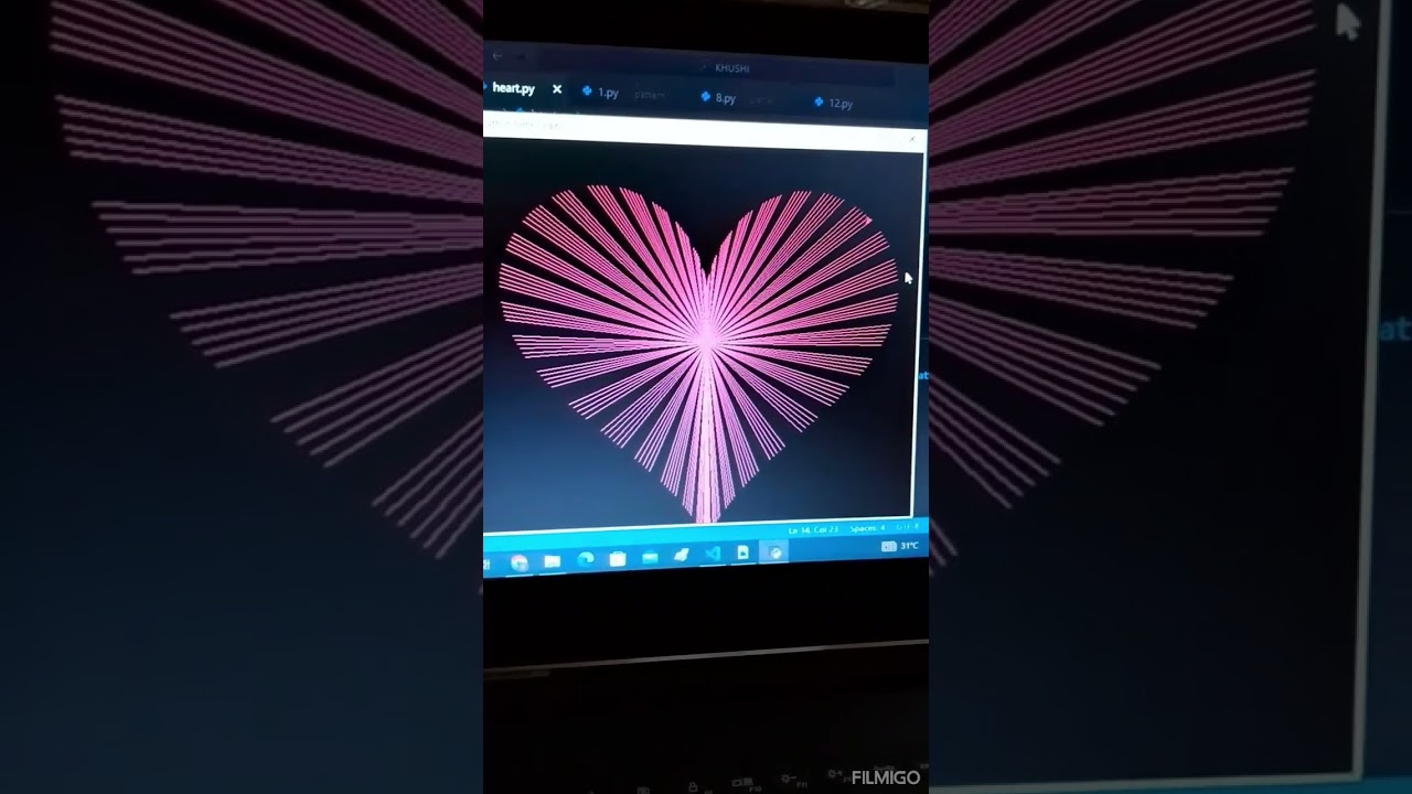 Heart Shape Pattern Turtle Graphics Design using Python 🩷#coding  #python #turtle #programming #code
