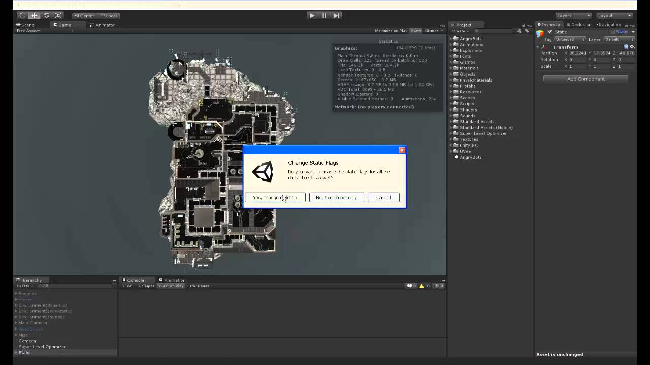 Unity3d AngryBots optimization
