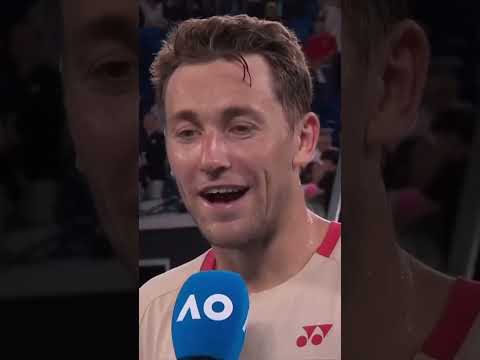More nervous proposing to his girlfriend or facing Rafa Nadal? Casper Ruud answers... #AusOpen β€οΈ