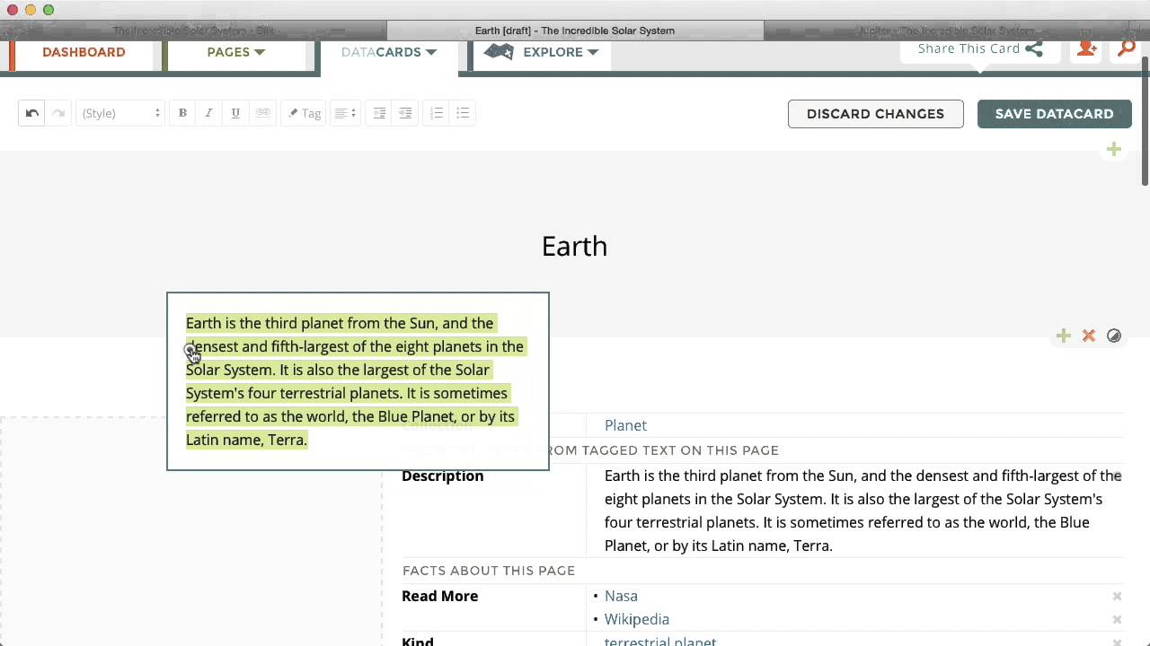 How Silk's datacard templates work