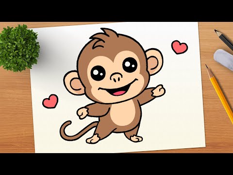 How To Draw A Cute Monkey || Draw So Cute Easy Step by Step ✨