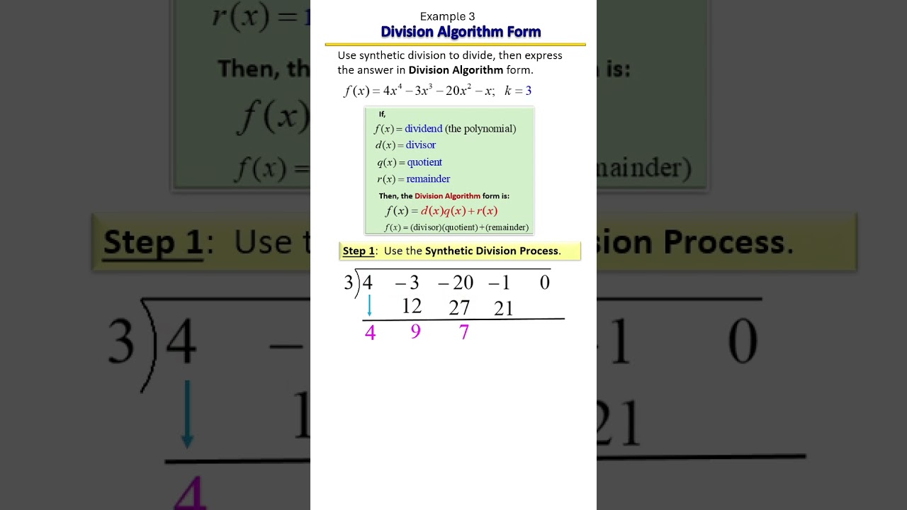 Division Algorithm Form Explained! | Dividing Polynomials, Example 3
