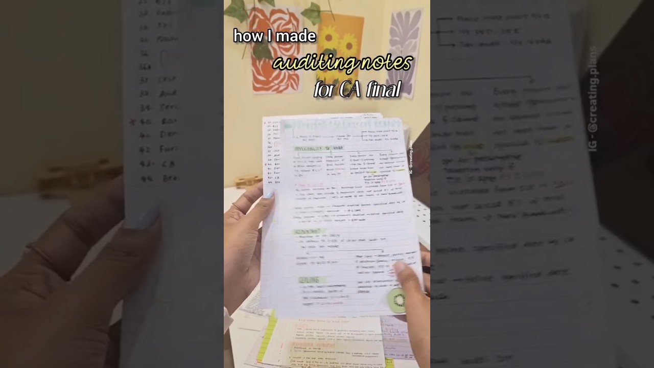 How I made auditing notes for CA final | Structure for theory notes #cafinal #caaudit #cafinalaudit