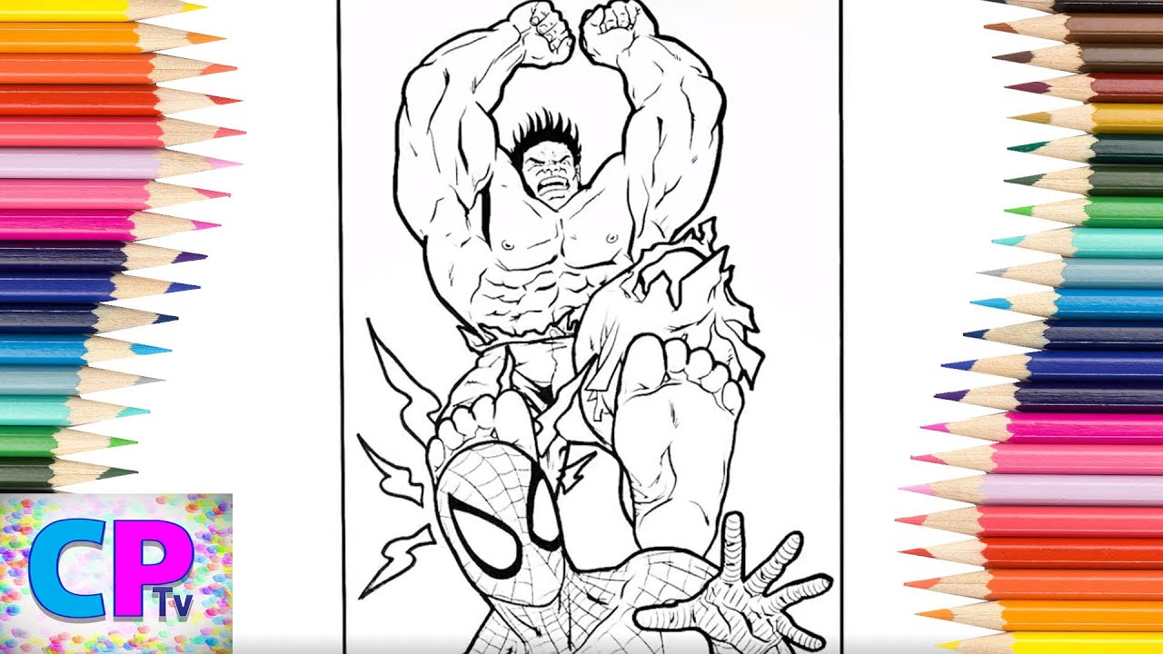 Hulk vs Spiderman Coloring Pages,Unexpected Fight of the Bigest Heroes,Drawing of Superheroes