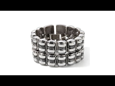 Stately Steel Double Row Bold BarrelLink 71/2" Bracelet