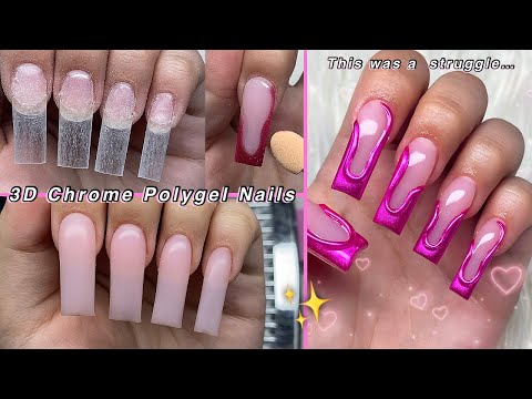 3D CHROME POLYGEL NAILS⨠3D CHROME NAIL ART & ABSTRACT NAIL DESIGN | Nail Tutorial