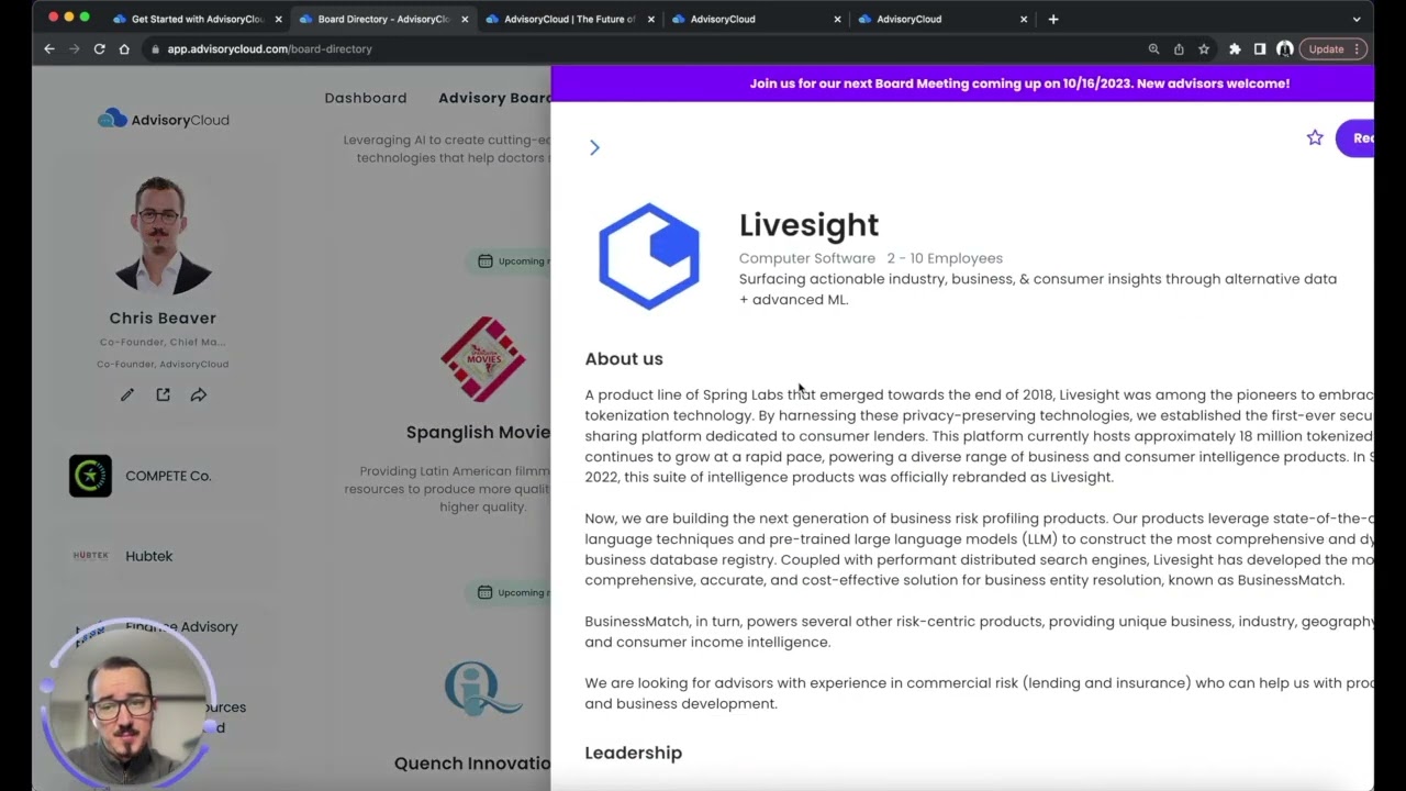 AdvisoryCloud Platform Tour