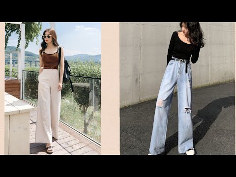 Wide leg pants outfit ideas || Korean Style