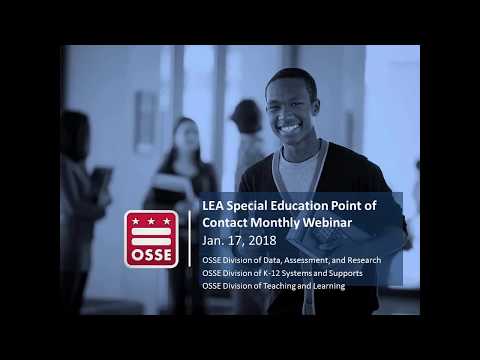 January 2018 LEA Special Education Point of Contact Webinar