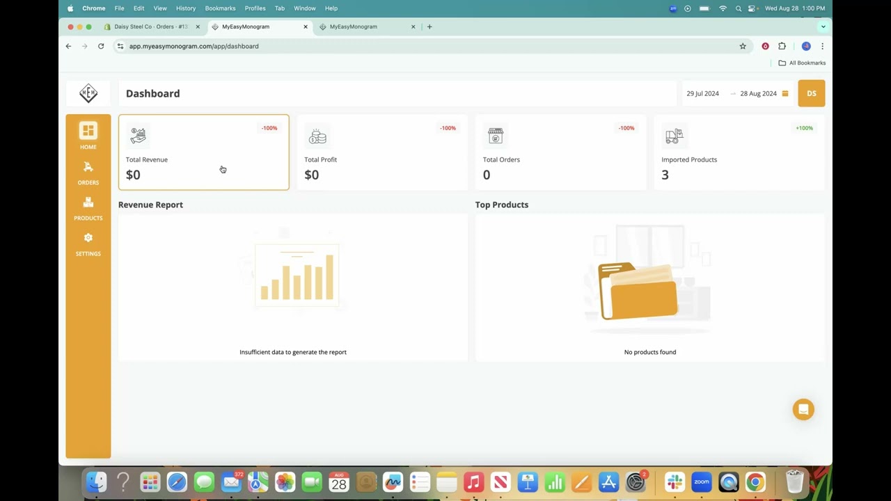 Managing Orders in My Easy Monogram