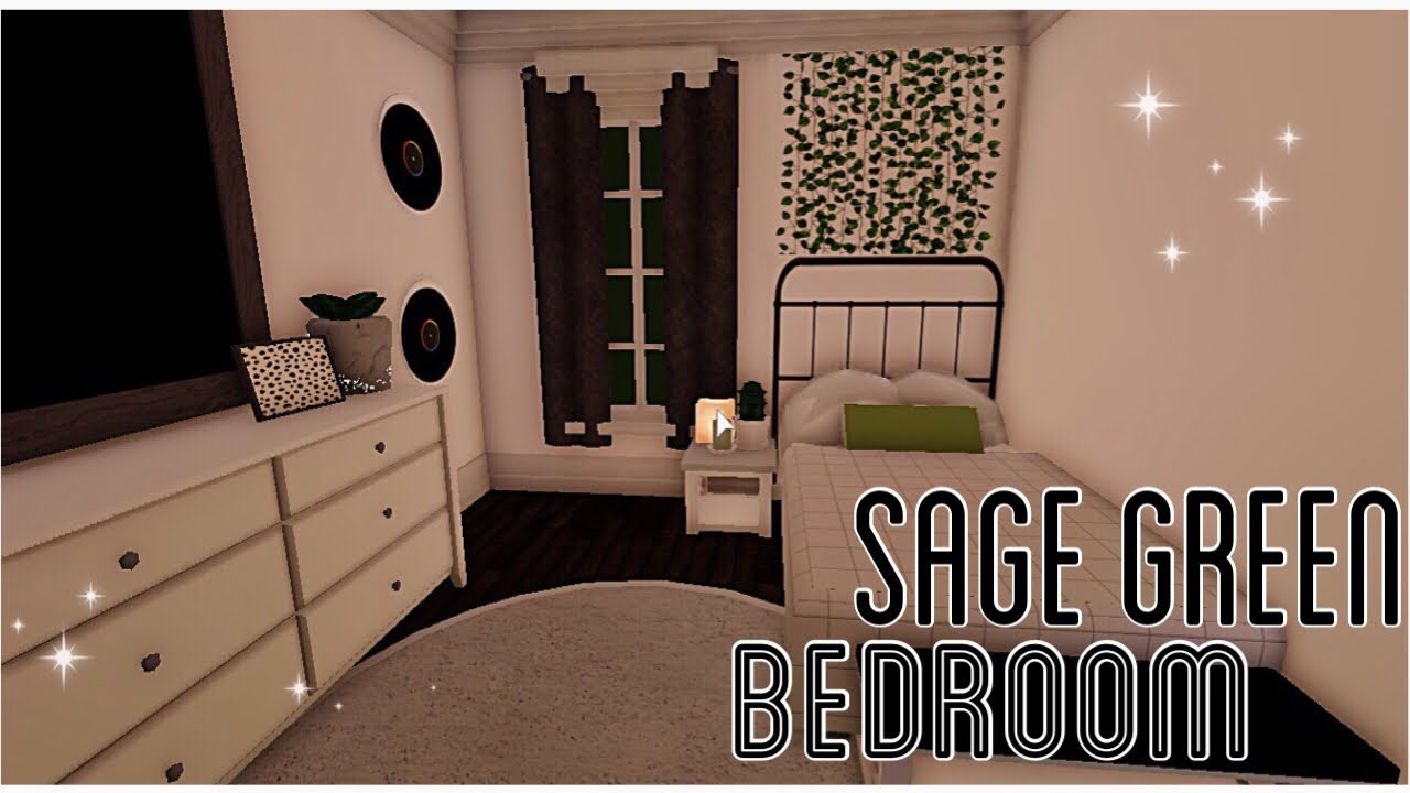 Sage Green Bloxburg Bedroom Speedbuild and Tour || melendezz
