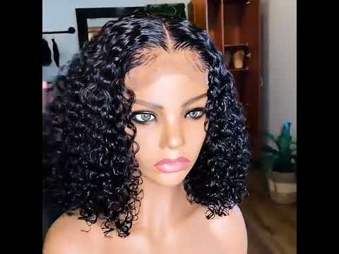 Deep Wave Frontal Wig Short Wigs Human Hair Curly Human Hair Wig On Sale Jerry Curl Bob Wig PrePluck
